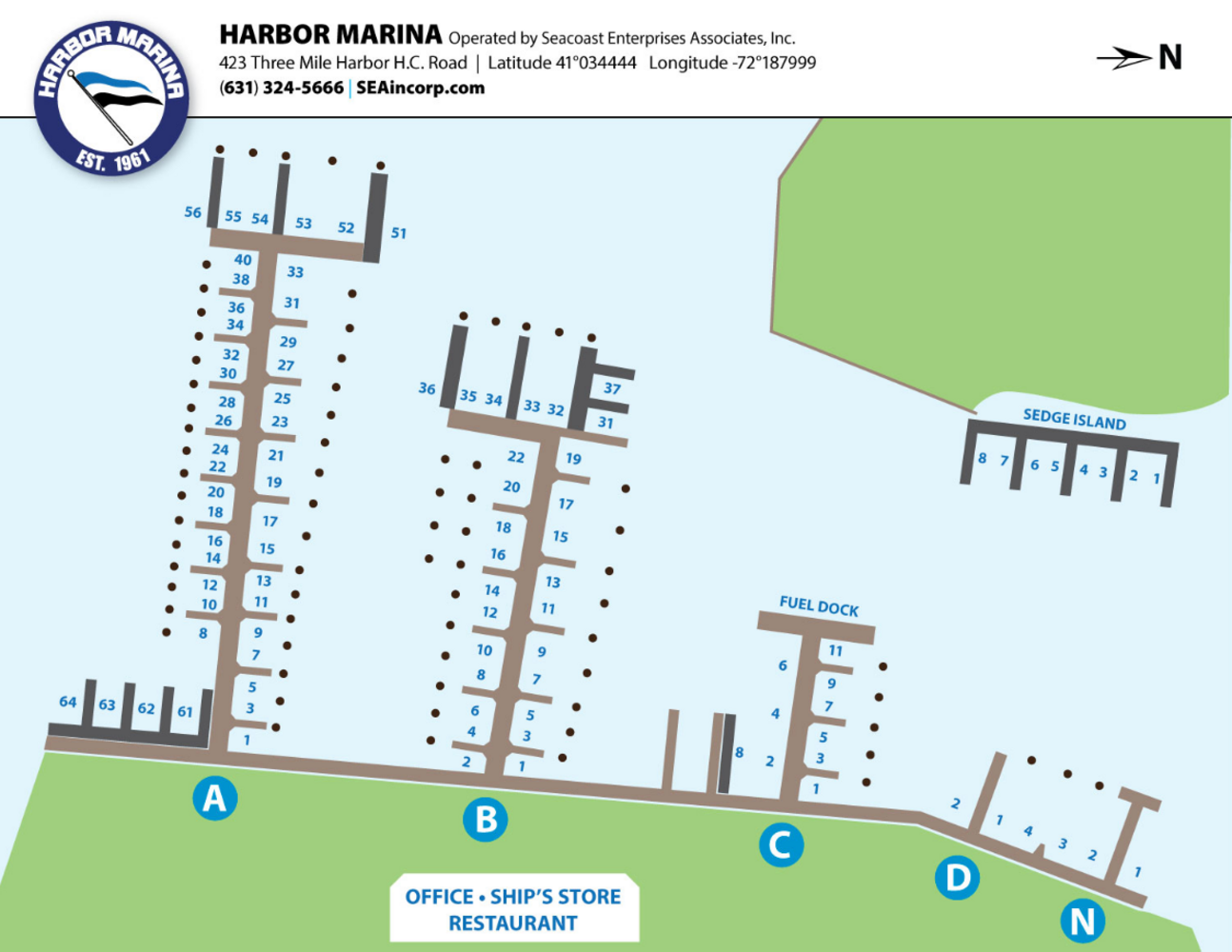 East Hampton Three Mile Harbor Marinas and Moorings slip, dock, mooring ...