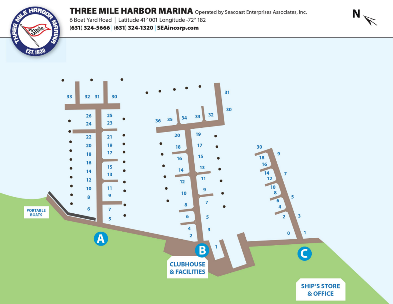 East Hampton Three Mile Harbor Marinas and Moorings slip, dock, mooring ...